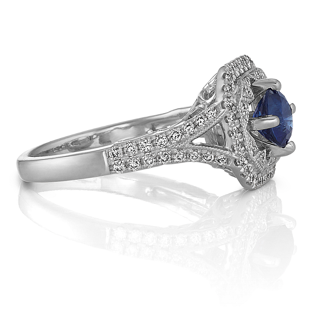 Vintage Split Shank Halo Diamond Engagement Ring | Shane Co.