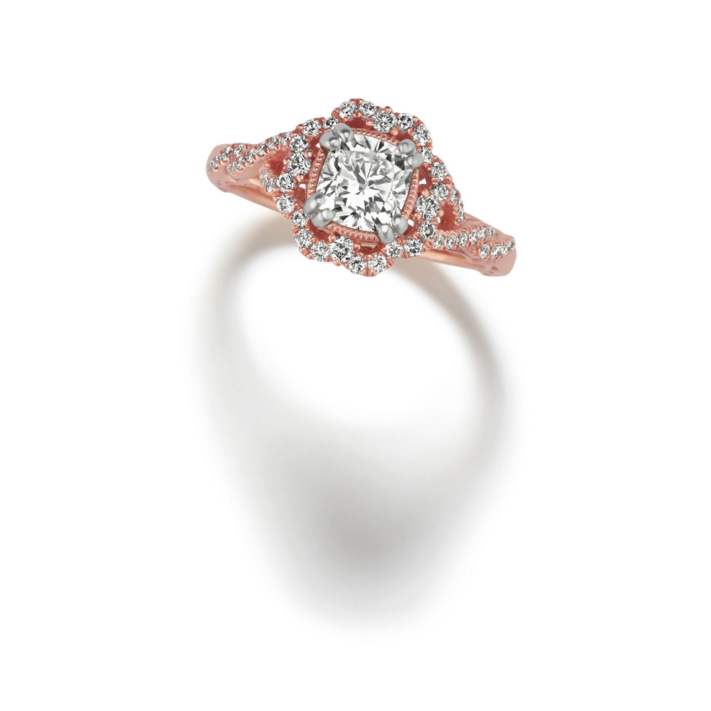 Zinnia Halo Engagement Ring (Round) | Shane Co.
