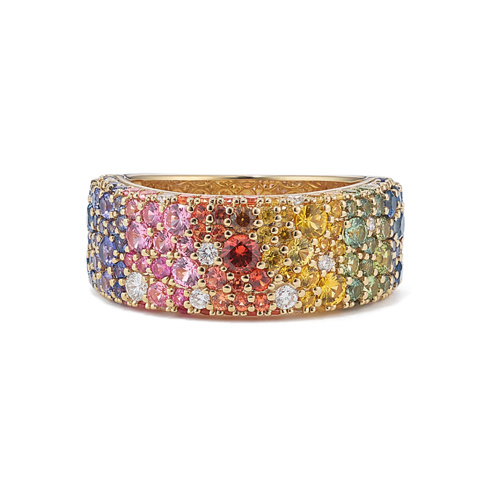 Mosaic Rainbow Sapphire & Diamond Ring (5.7mm) | Shane Co.