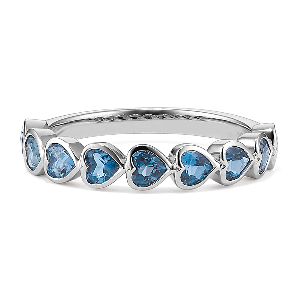 Adore Blue Topaz Heart Ring in 14K White Gold | Shane Co.