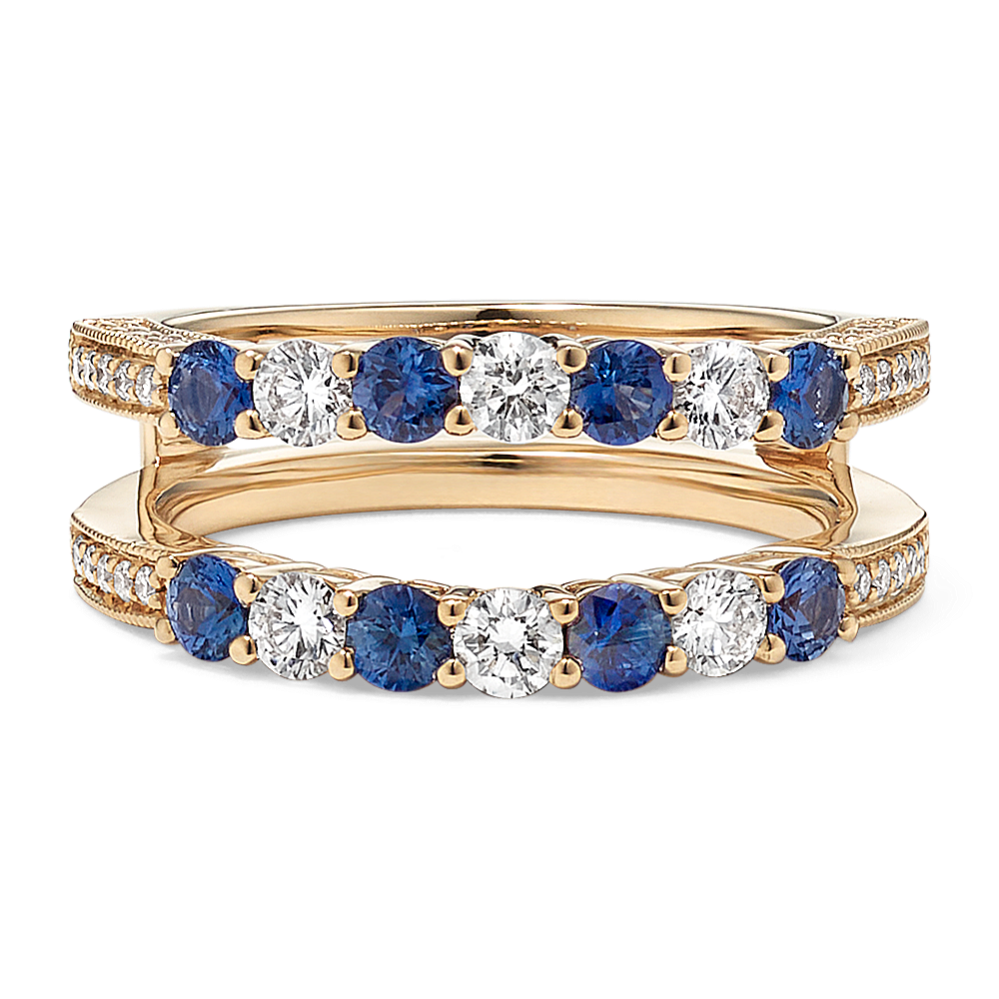 Mykonos Sapphire & Diamond Contour Ring Guard | Shane Co.