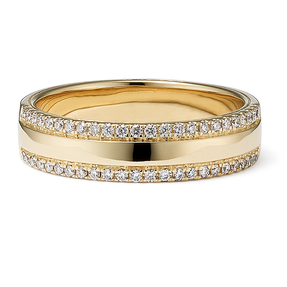 Pave Borders 14K Yellow Gold Band (6mm) | Shane Co.