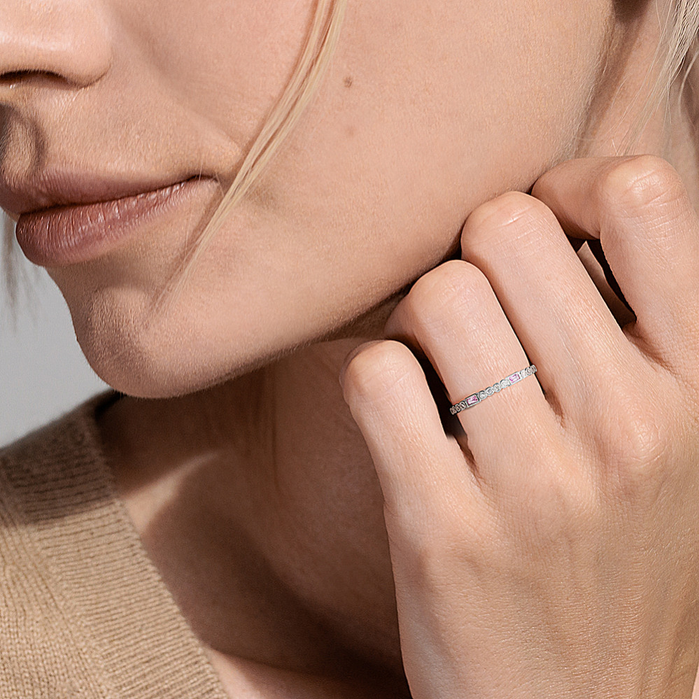 Astraea Sapphire & Diamond Stackable Ring | Shane Co.