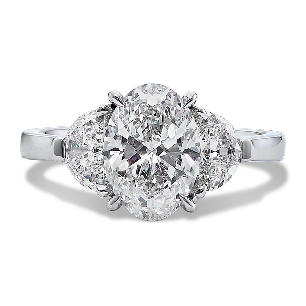 Half-Moon & Oval 2 3/4ct Lab-Grown Diamond Ring | Shane Co.
