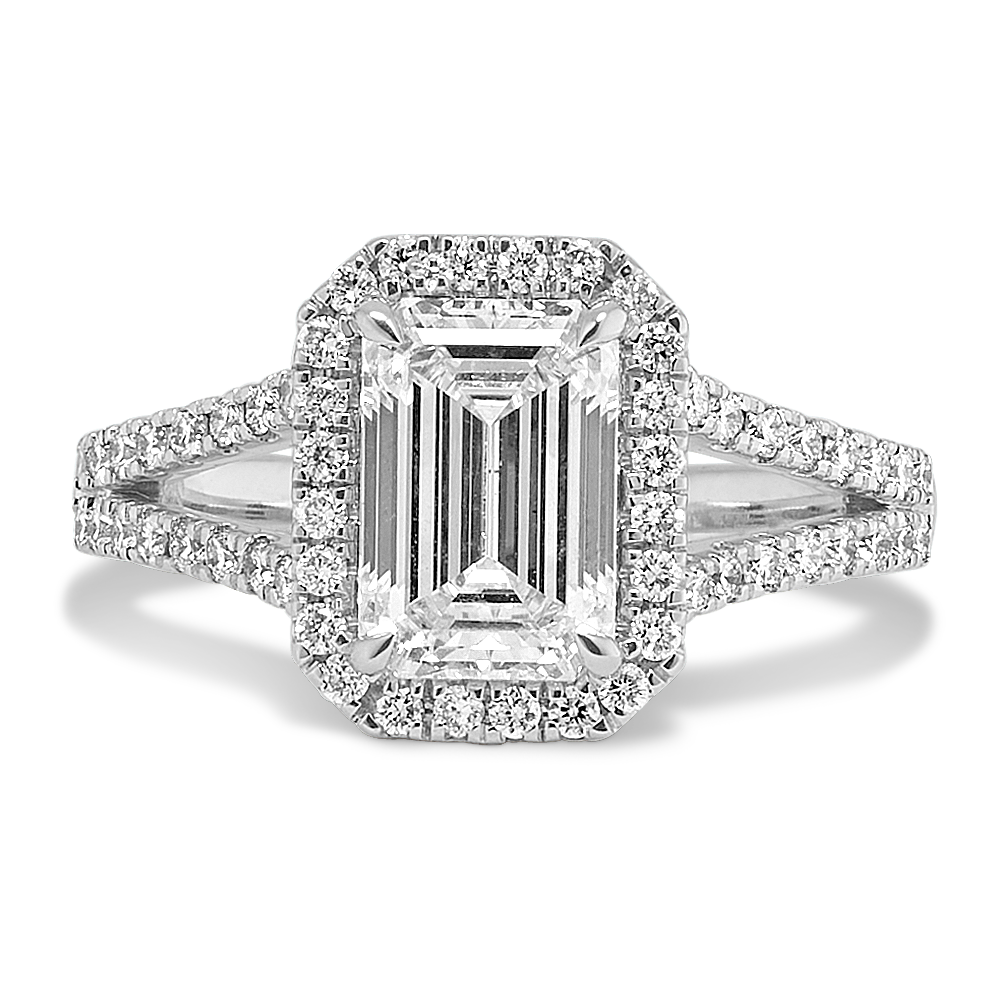 Emerald Cut 2 1/2ct Lab-Grown Diamond Halo Ring | Shane Co.