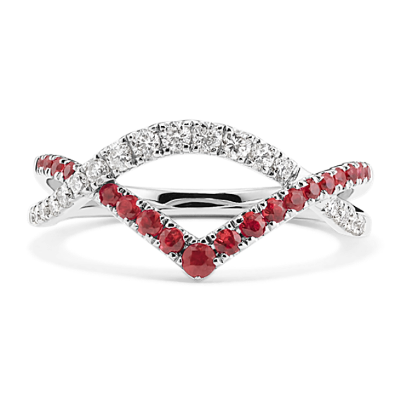 Ruby & Diamond Chevron Crossover Ring | Shane Co.