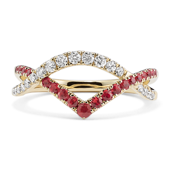 Ruby & Diamond Chevron Crossover Ring | Shane Co.