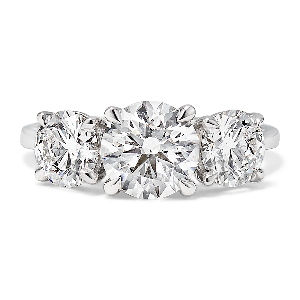 Round Three-Stone 3ct Lab-Grown Diamond Ring | Shane Co.