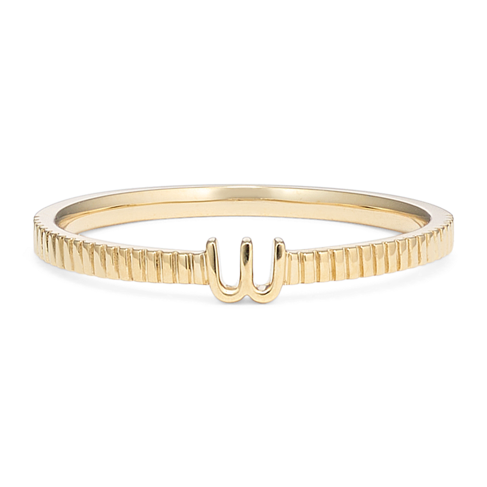 Letter V Fluted 14K Yellow Gold Ring | Shane Co.
