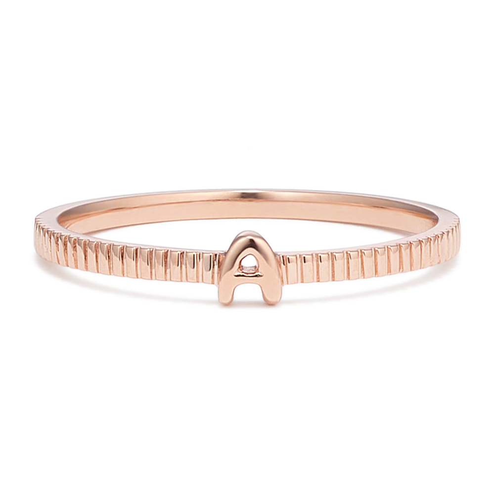Letter U Fluted 14K Rose Gold Ring | Shane Co.