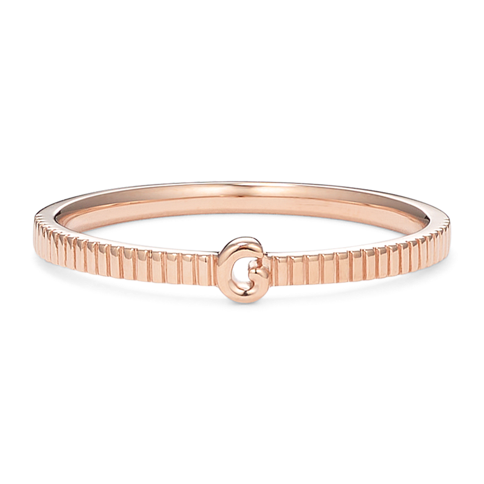 Letter G Fluted 14K Rose Gold Ring | Shane Co.