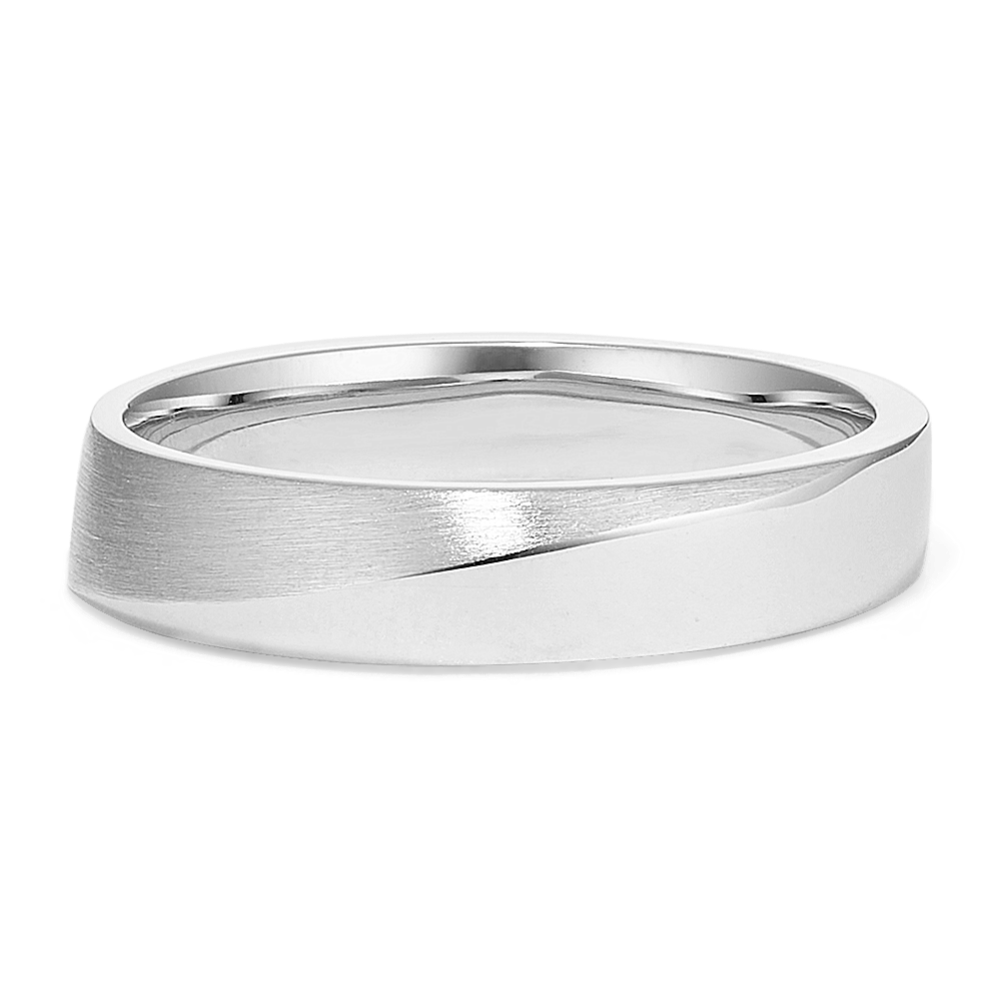 Diagonal Knife Edge 14K White Gold Band (5mm) | Shane Co.