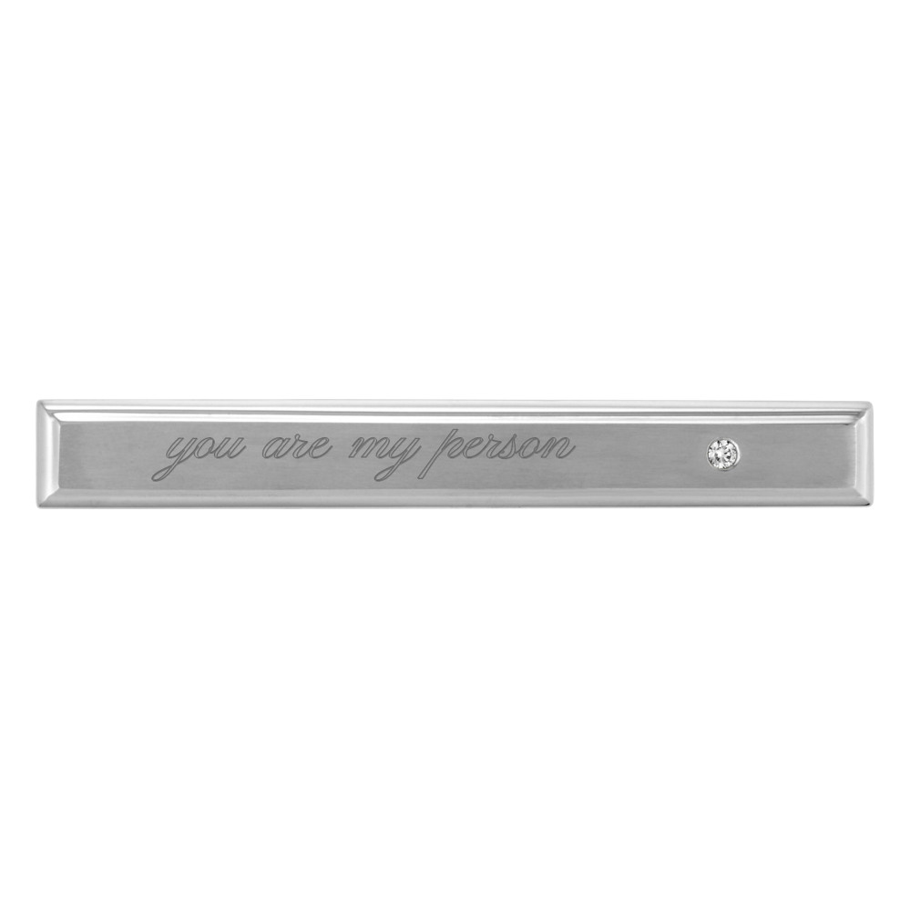 Round Diamond and Stainless Steel Tie Clip | Shane Co.