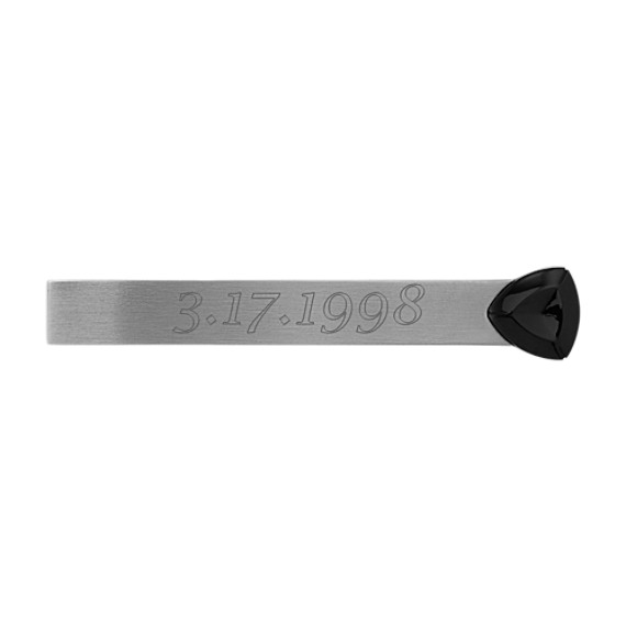 Stainless Steel Tie Clip with Black Ionic Accent | Shane Co.