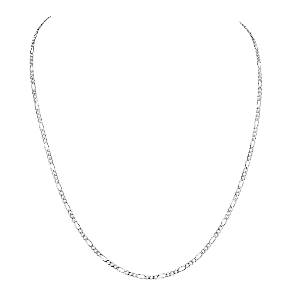 22'' 14k White Gold Figaro Chain (2.9mm) | Shane Co.