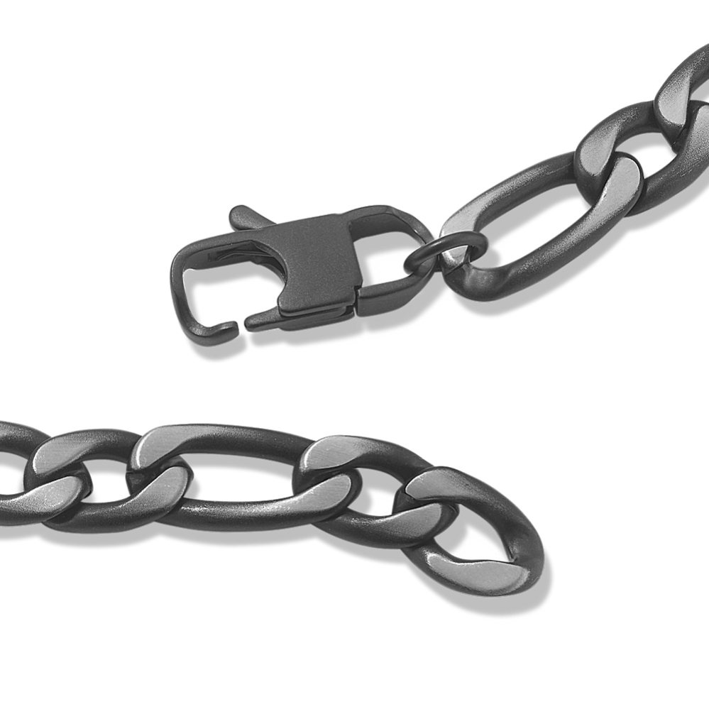 24in Two-Tone Stainless Steel Figaro Chain (10mm) | Shane Co.