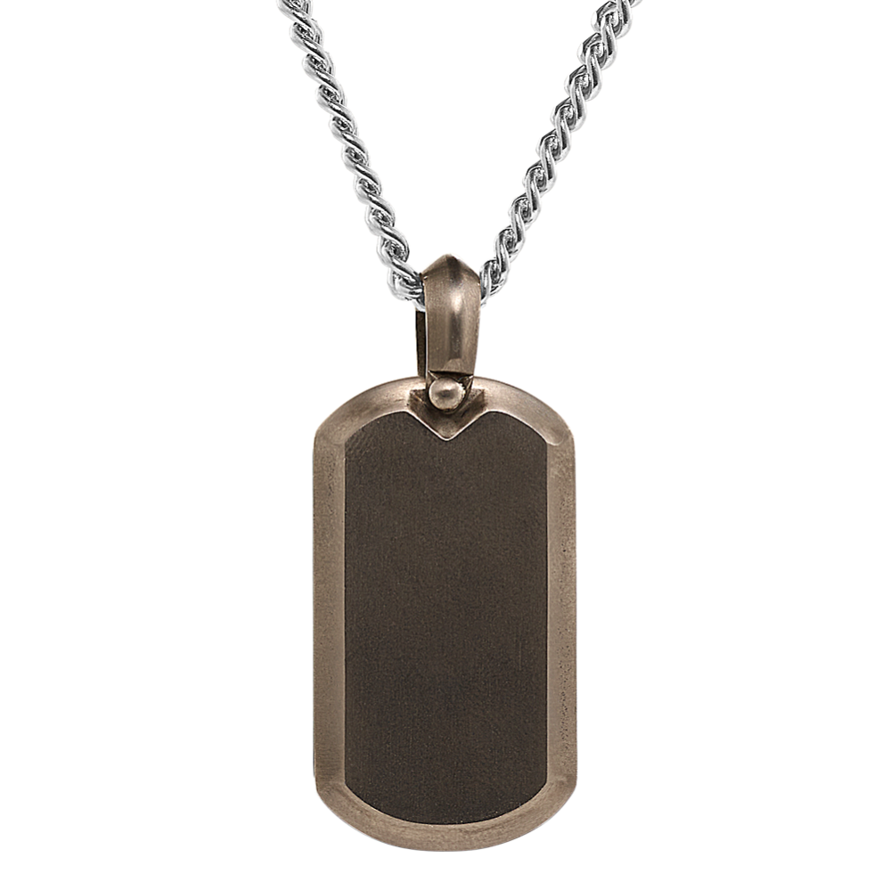 Galaxy 24 in Meteorite and Stainless Steel Dog Tag | Shane Co.