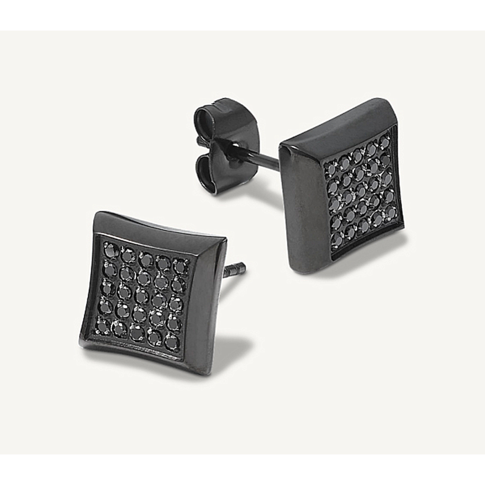 Black Diamond Stainless Steel Earrings | Shane Co.