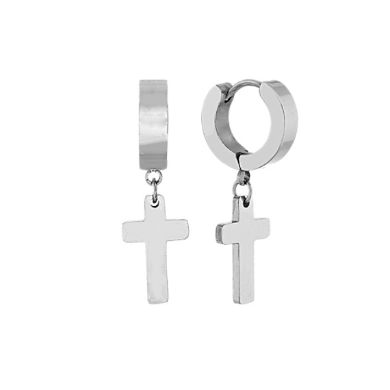 Cross Earrings in Stainless Steel | Shane Co.