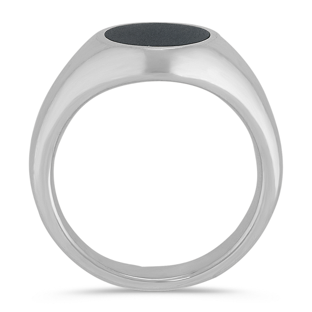 Tennyson Hematite Signet Ring in Sterling Silver (4mm) | Shane Co.