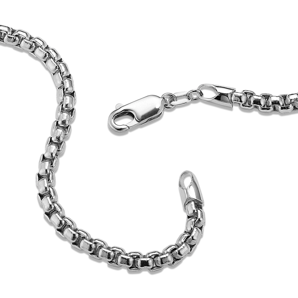 20'' 14K White Gold Box Chain (3.7mm) | Shane Co.