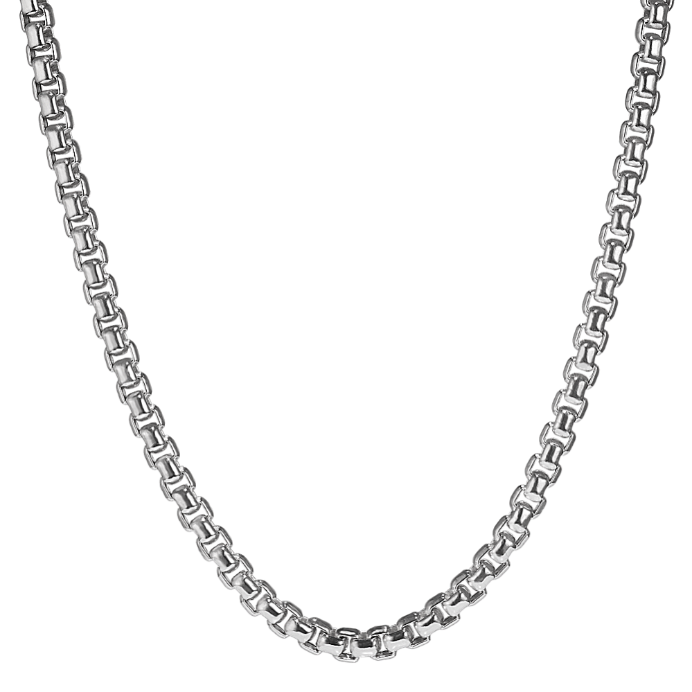 24'' 14K White Gold Box Chain (3.7mm) | Shane Co.