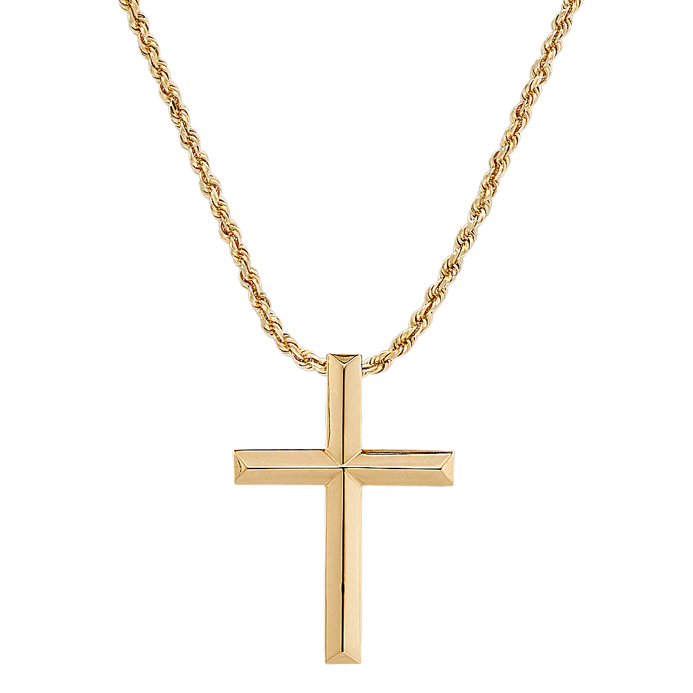 Anderson 24 in Cross Necklace in 14K Yellow Gold | Shane Co.